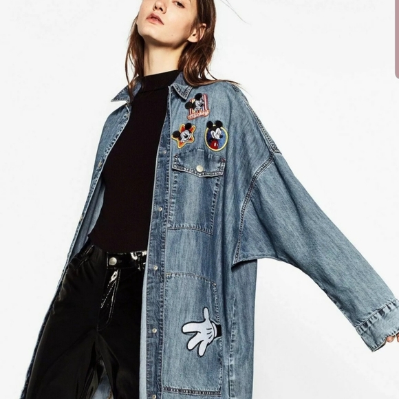 Zara | Jackets & Coats | Zara Disney Mickey Mouse Denim Duster | Poshmark